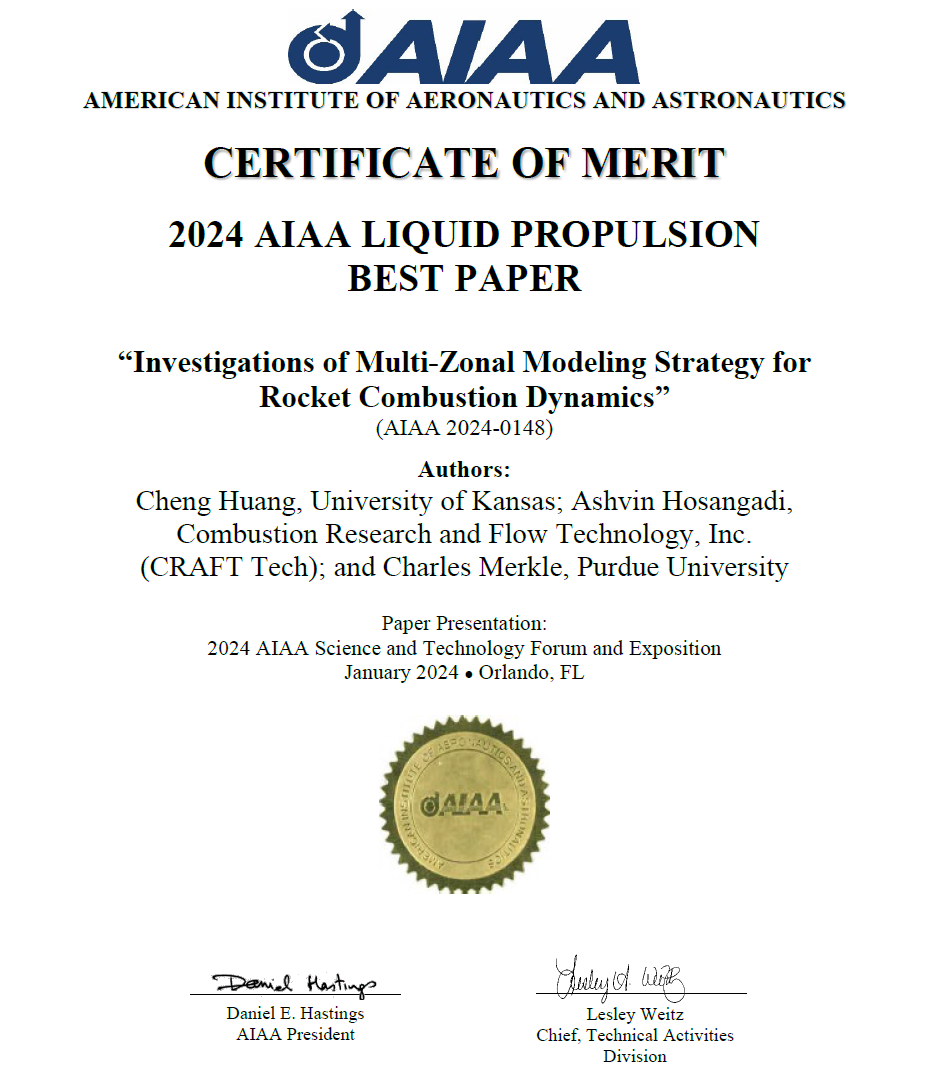 2024 AIAA Best Paper Award - CRAFT Tech
